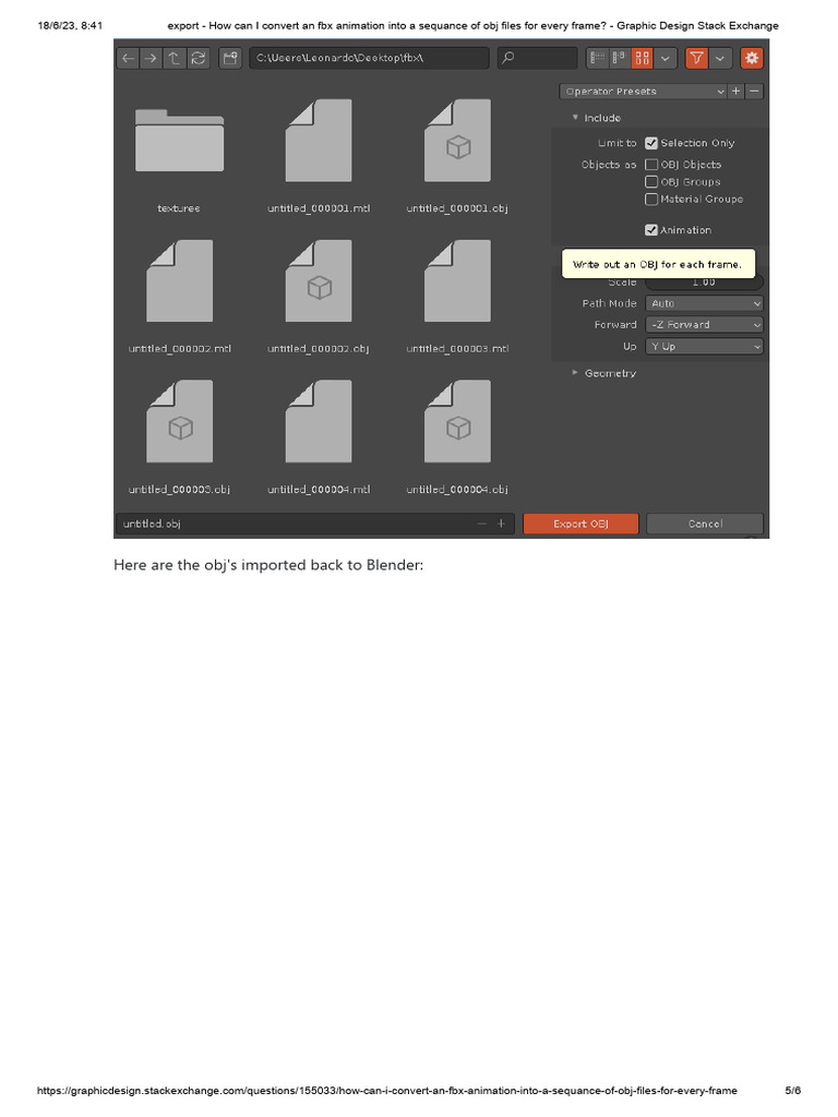 Export - How Can I Convert An FBX Animation Into A Sequance of Obj ...