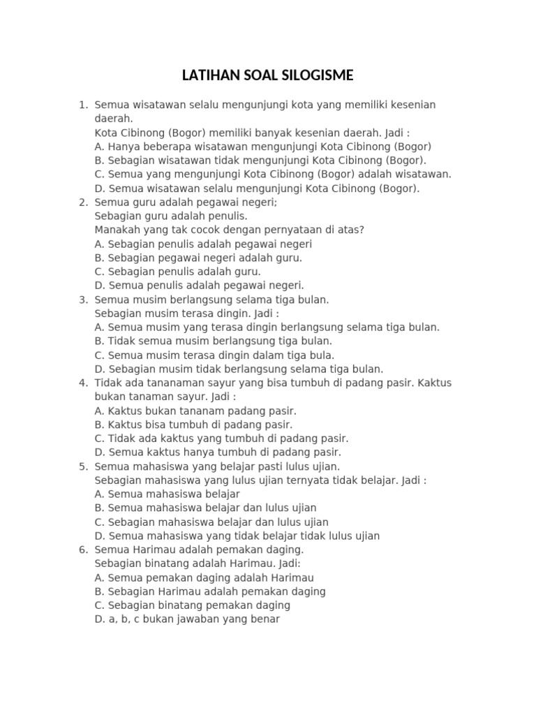 Latihan Soal Silogisme | PDF