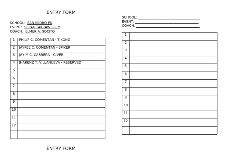 Entry Form | PDF