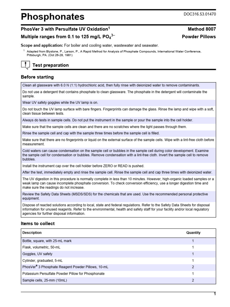 Phosphate Methode With Uv | PDF