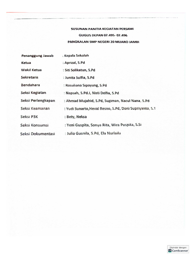 Panitia Persami | PDF