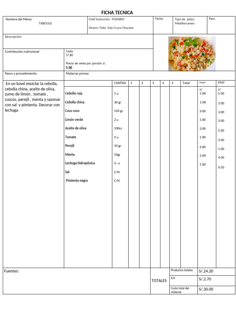 FICHA DE Mediterranea 2 FELK | PDF