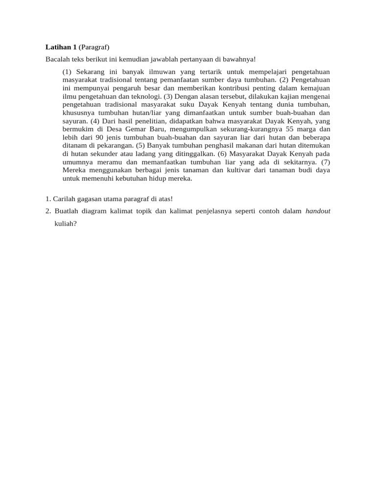 6 - Paragraf - Latihan 1 | PDF