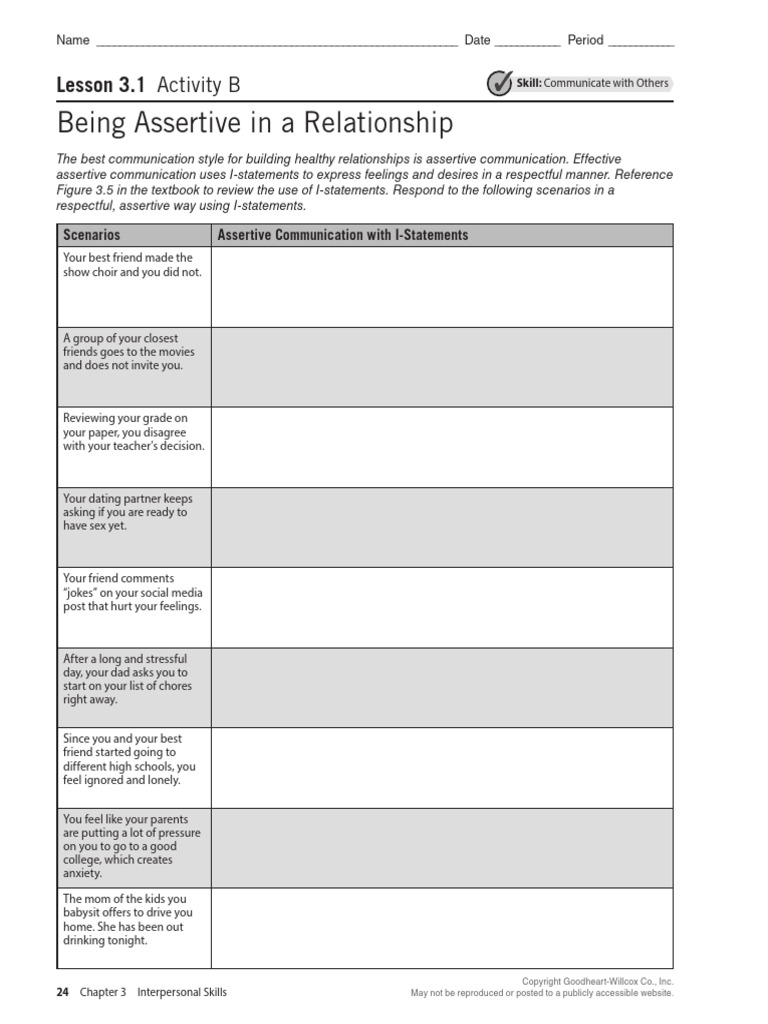 Lesson 3.1 Being Assertive | PDF