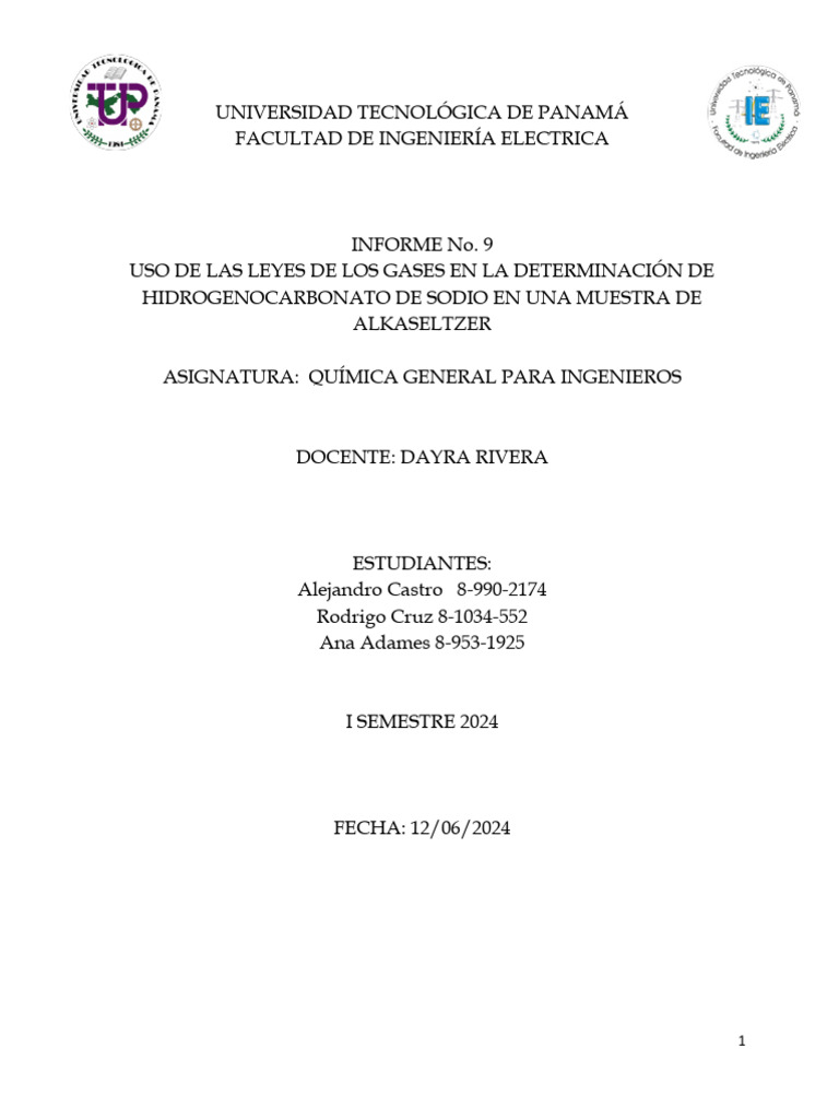 Informe Nº9 Leyes de Los Gases Alka Seltzer | PDF