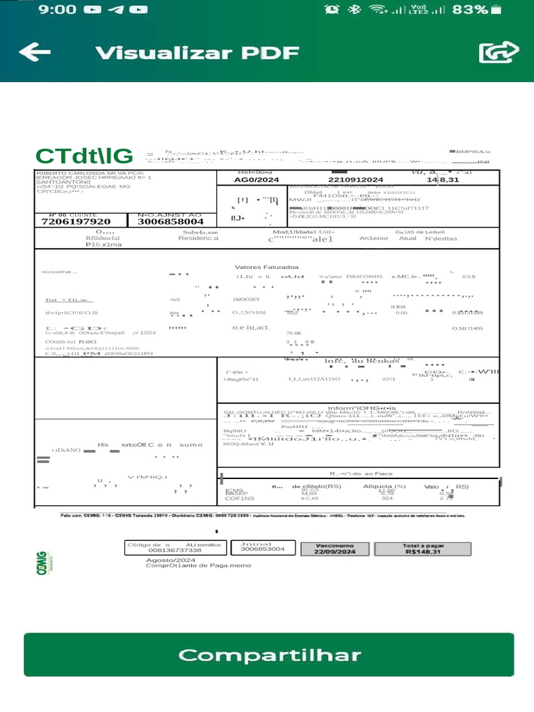 Cemig Login and Payment Details | PDF