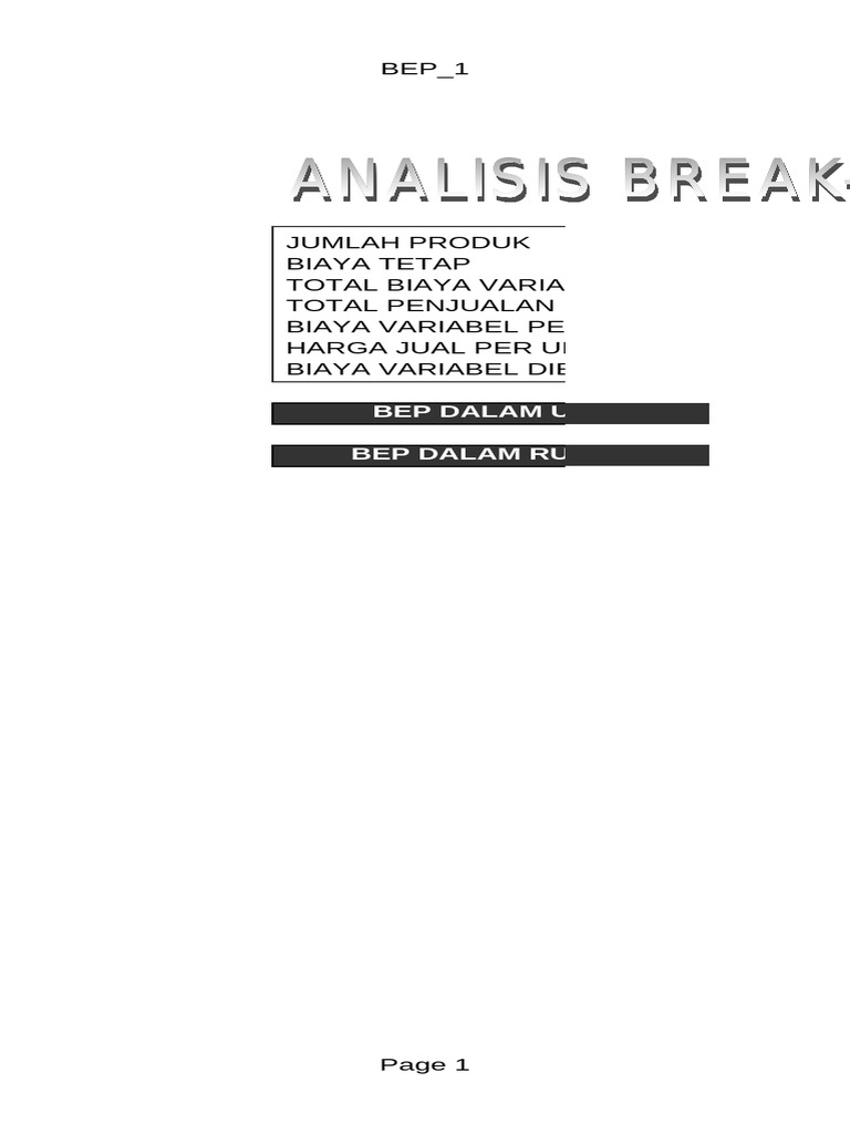 Tugas Analisa Bep | PDF