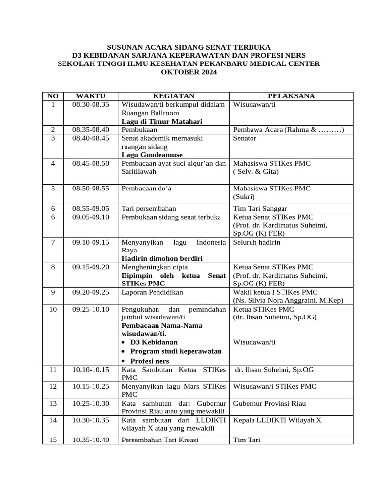 Susunan Acara Wisuda 2024 | PDF