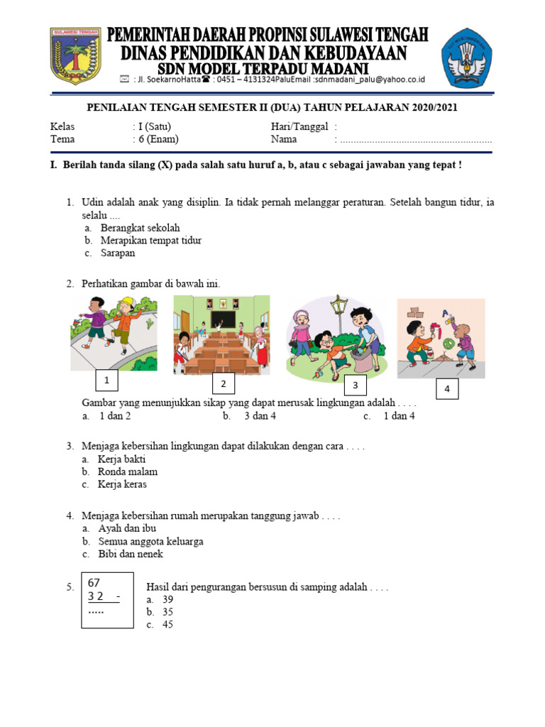 soal mid tem 6 semester 2 | PDF