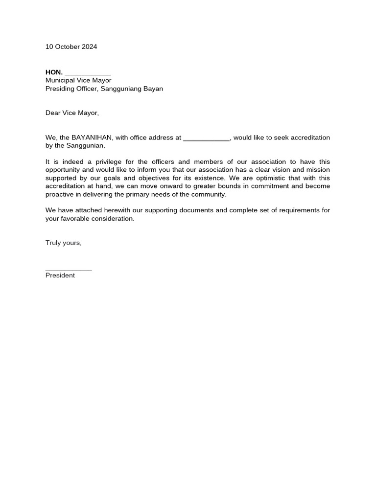 Application Letter for Sb Accreditation | PDF