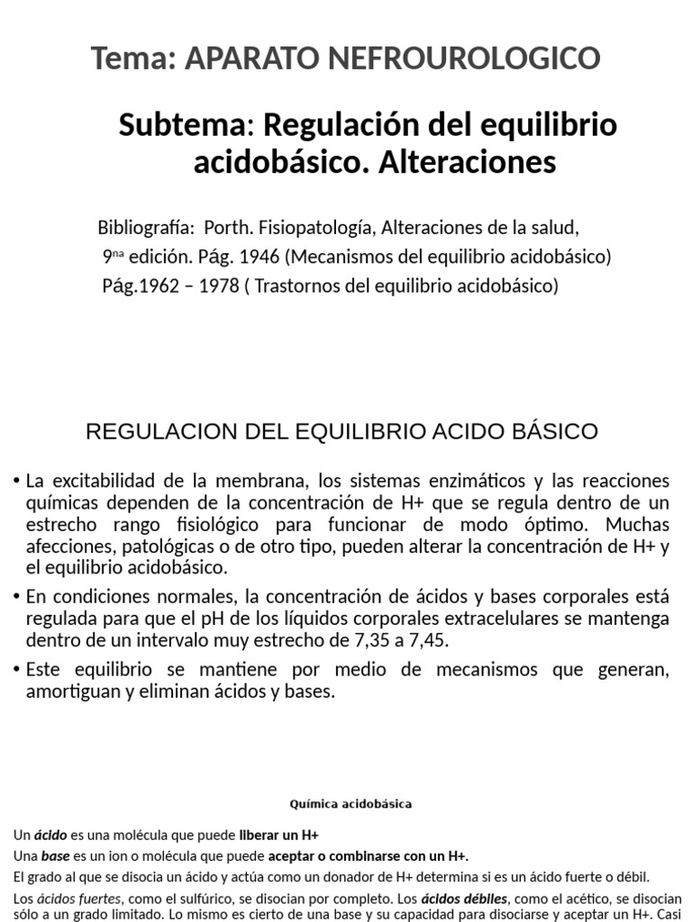 Conf 3 Regulacion Del Equilibrio Acido Base | PDF