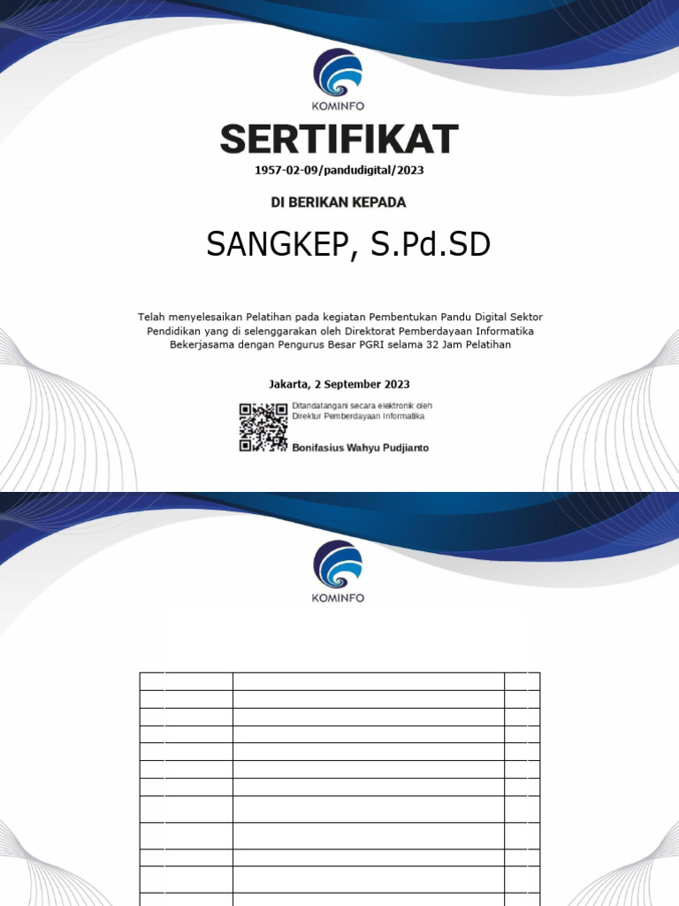 Sertifikat - Sangkep | PDF