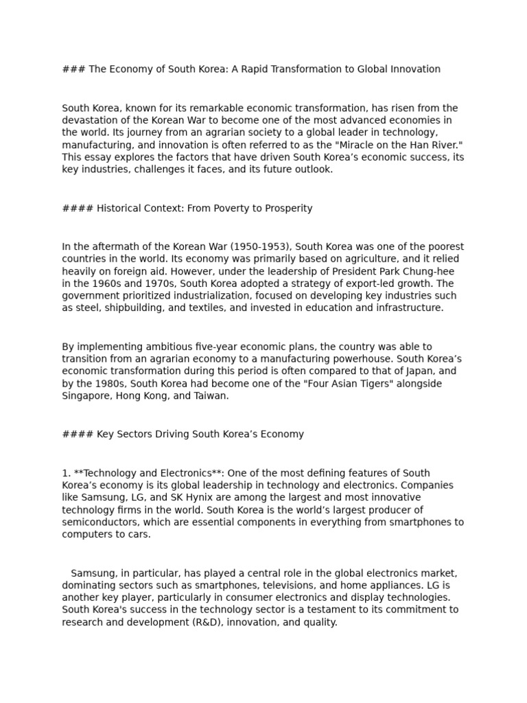 The Economy of South Korea | PDF | South Korea | World Politics