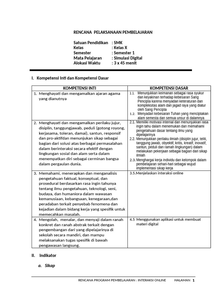 RPP 5 INTERAKSI ONLINE | PDF