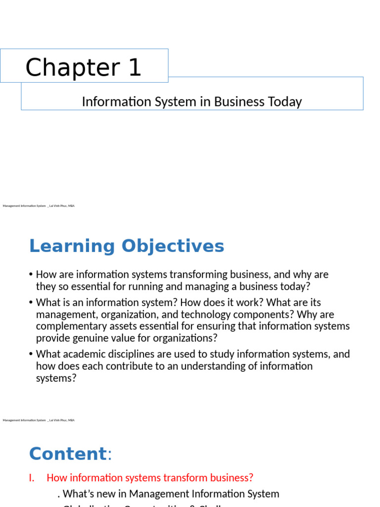 Chapter 1 Information System in Global Business Today | PDF | System | Business Model