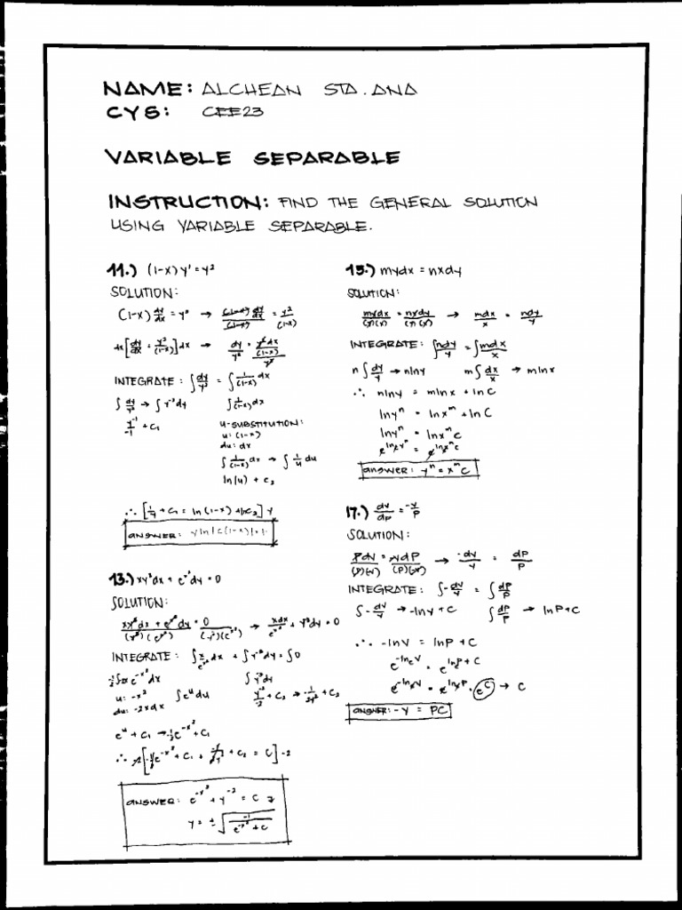 Variable Separable Sta - Ana | PDF