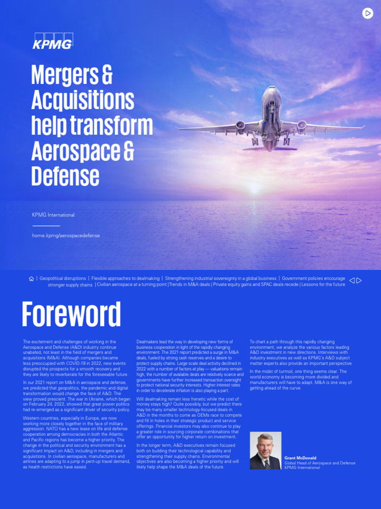 KPMG Mergers and Acquisitions Help Transform Aerospace & Defence | PDF ...