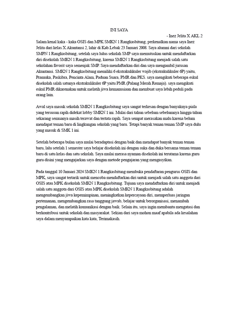 Essay. Inez Jelita | PDF