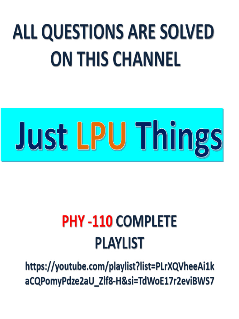 PHY 110 MID TERM PYQs | PDF