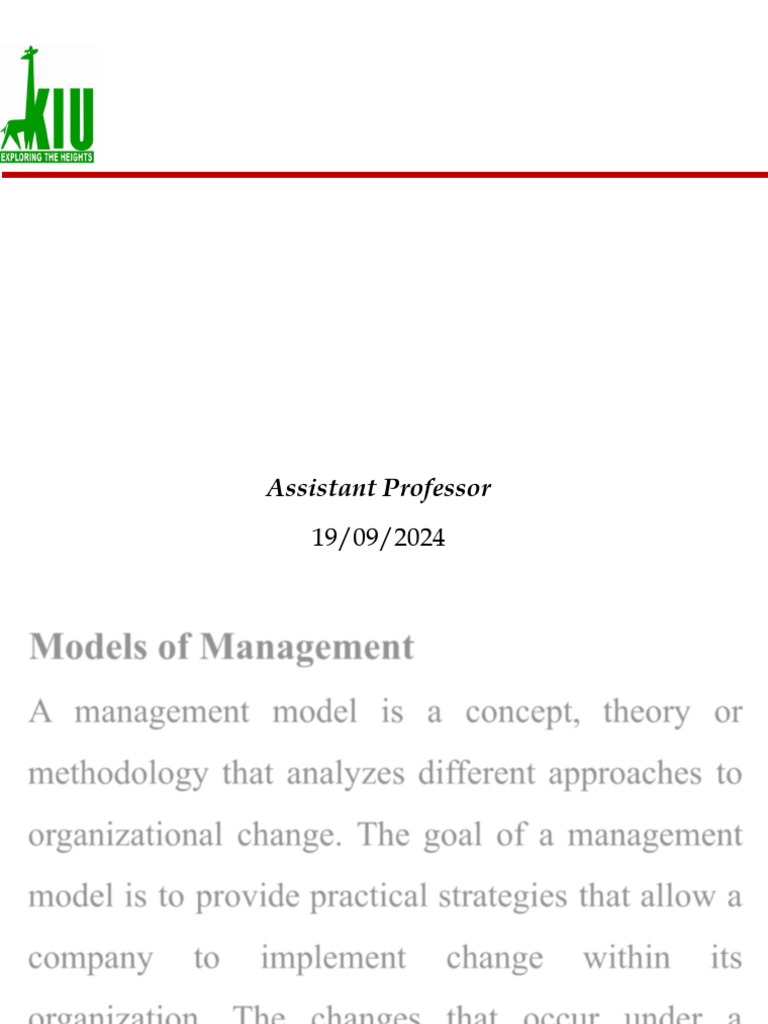 Lecture 4. Models of Management | PDF