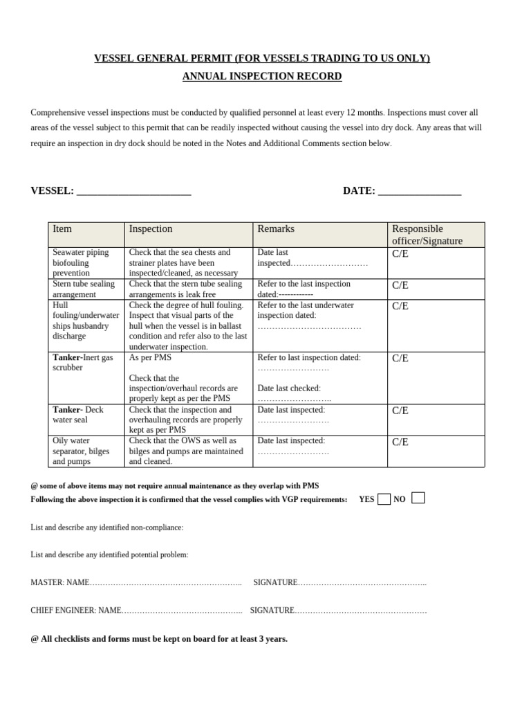Annual Inspection Record | PDF