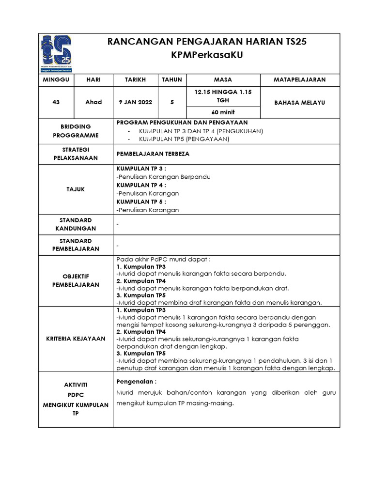RPH BM THN 5-Minggu 43 Version Edit | PDF