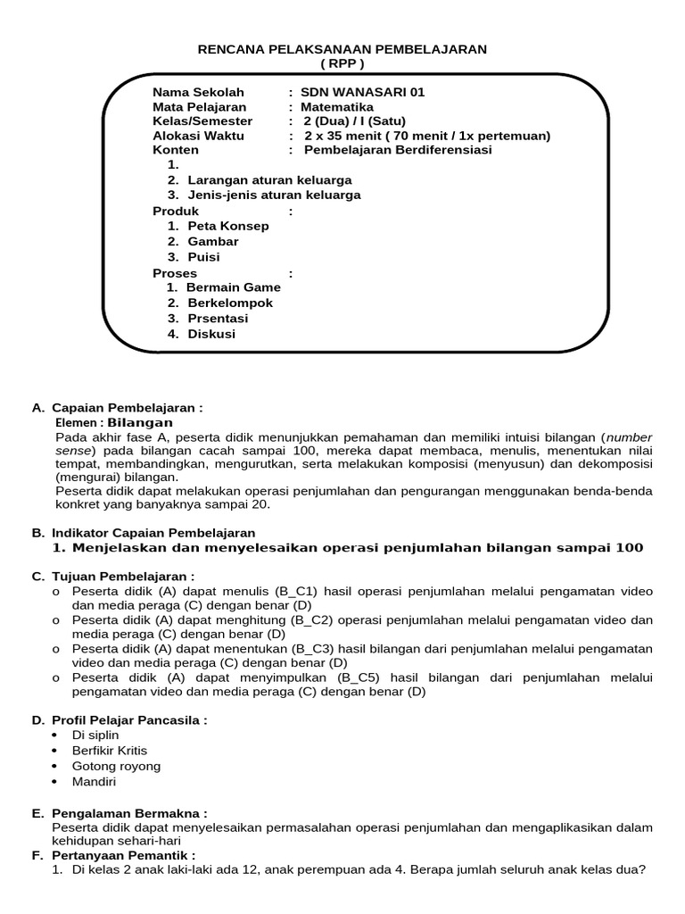 RENCANA PELAKSANAAN PEMBELAJARAN - Docx To Bu Ca Bunda MU | PDF