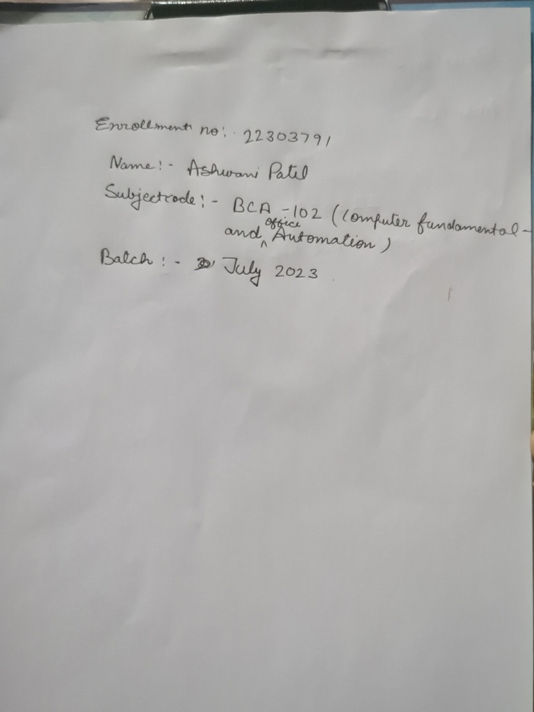 BCA-102 Answer Sheet | PDF