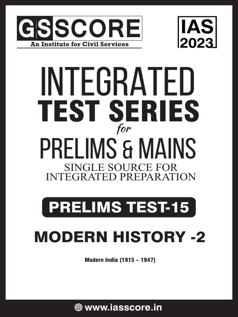 GSSCOREITS2023 PTS Test 15 Modern History 2 PDF | PDF