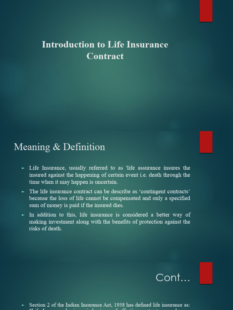 Ch. 7 Life Insurance Contract | PDF