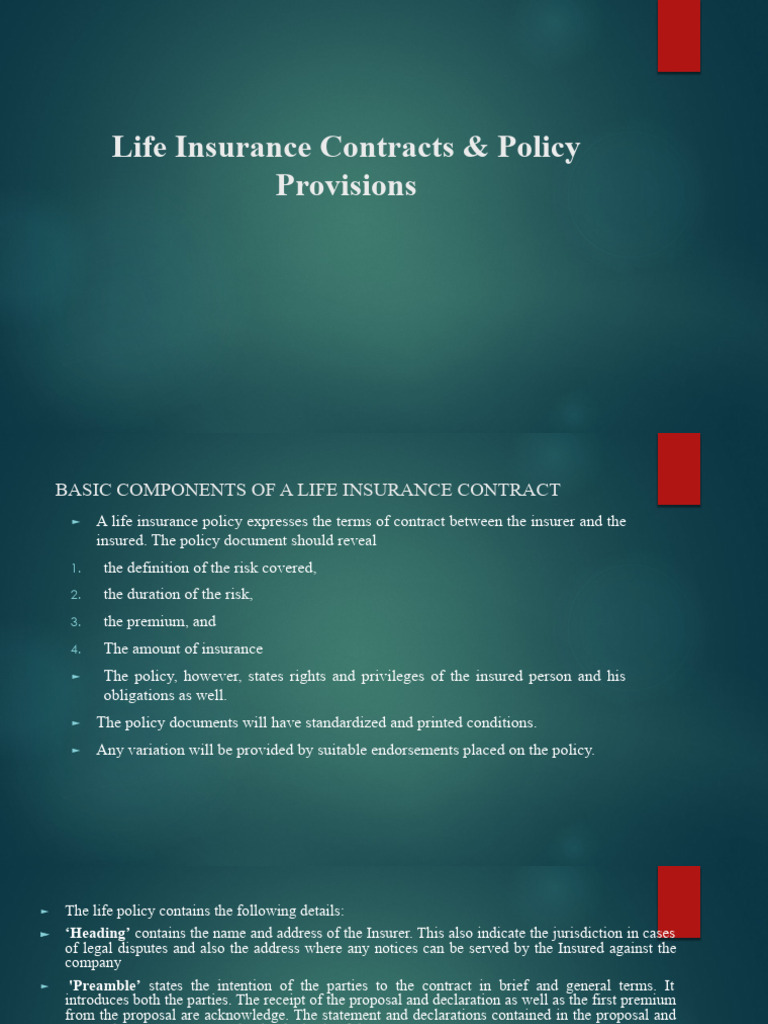 Ch. 8 Life Insurance Contracts - Policy Provision | PDF