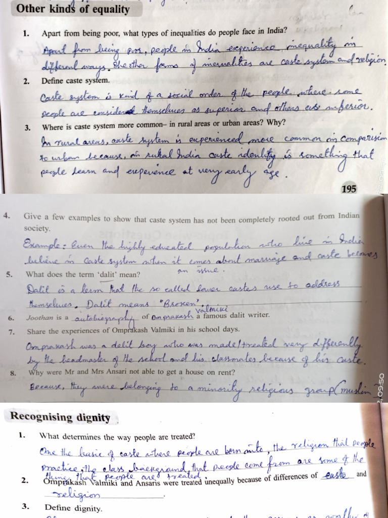 On Equality - WS - Class 7th | PDF