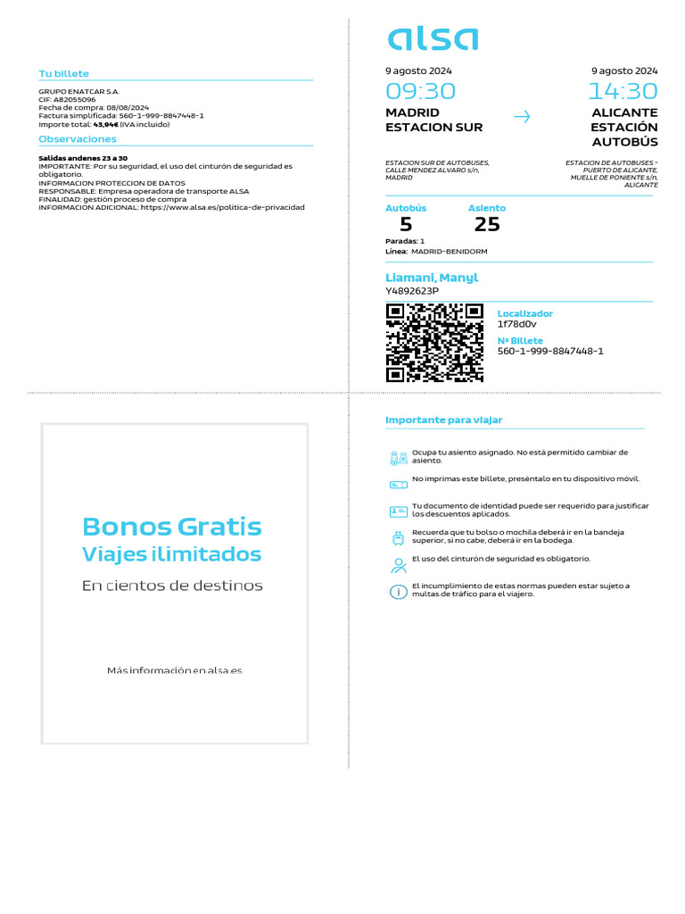 Billet Retour Manyl | PDF