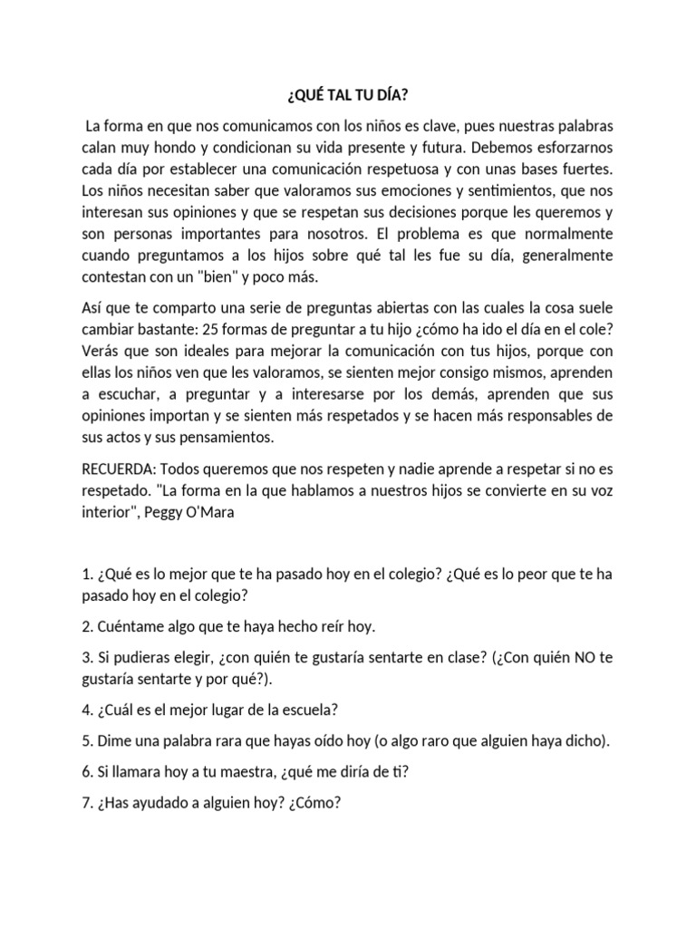 Qué tal tu día | PDF