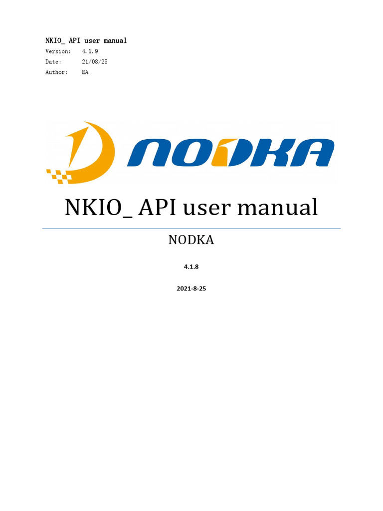 NKIO - API User Manual - V4.1.9 | PDF