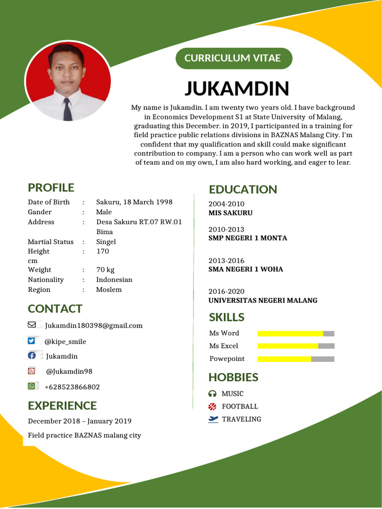 Contoh CV Kreatif Mahasiswa | PDF