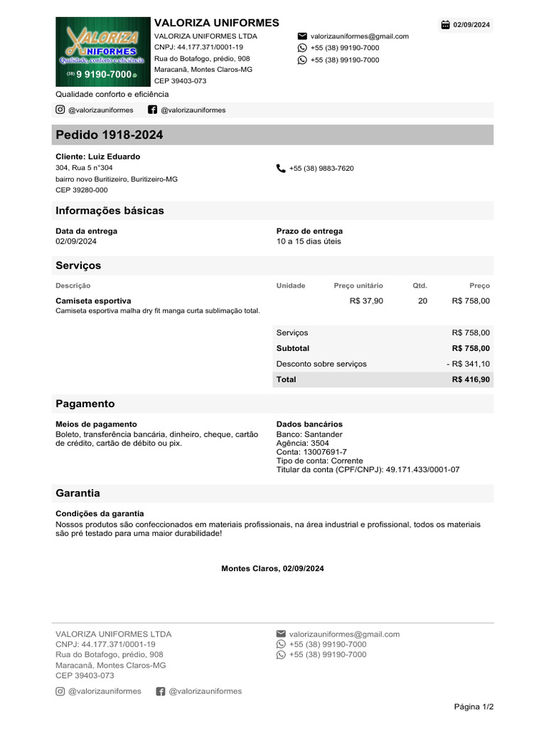 Pedido N. 1918-2024 (Luiz Eduardo) | PDF