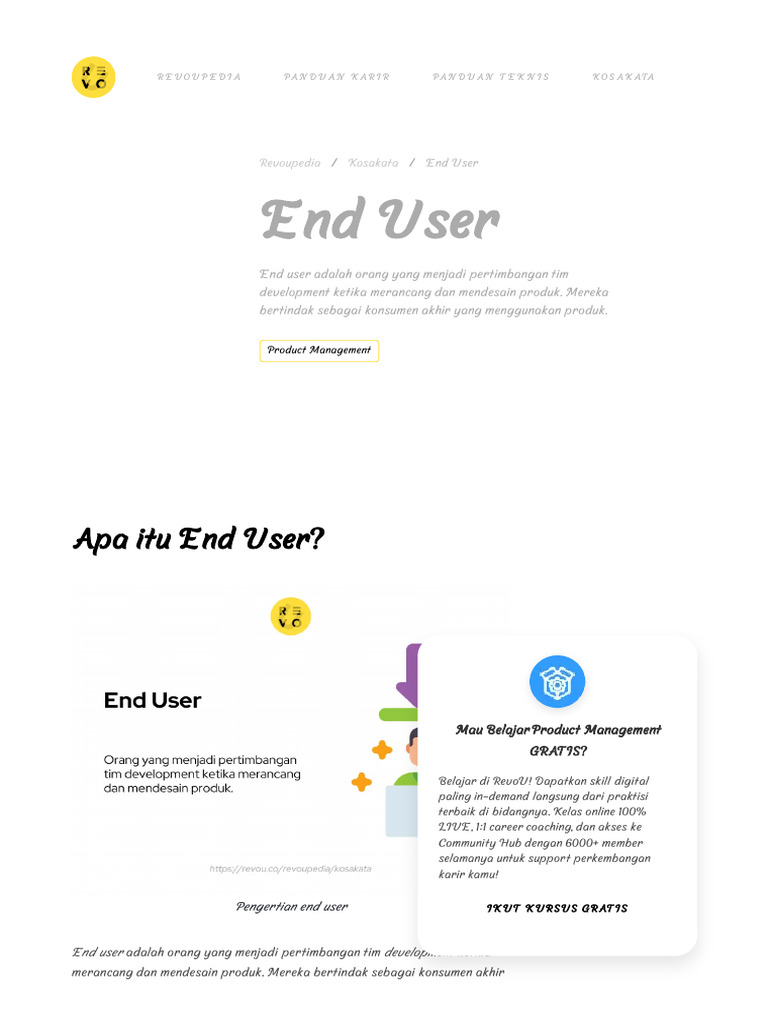 Apa Itu End User - Arti, Fungsi, Contoh, FAQs 2024 - RevoU | PDF