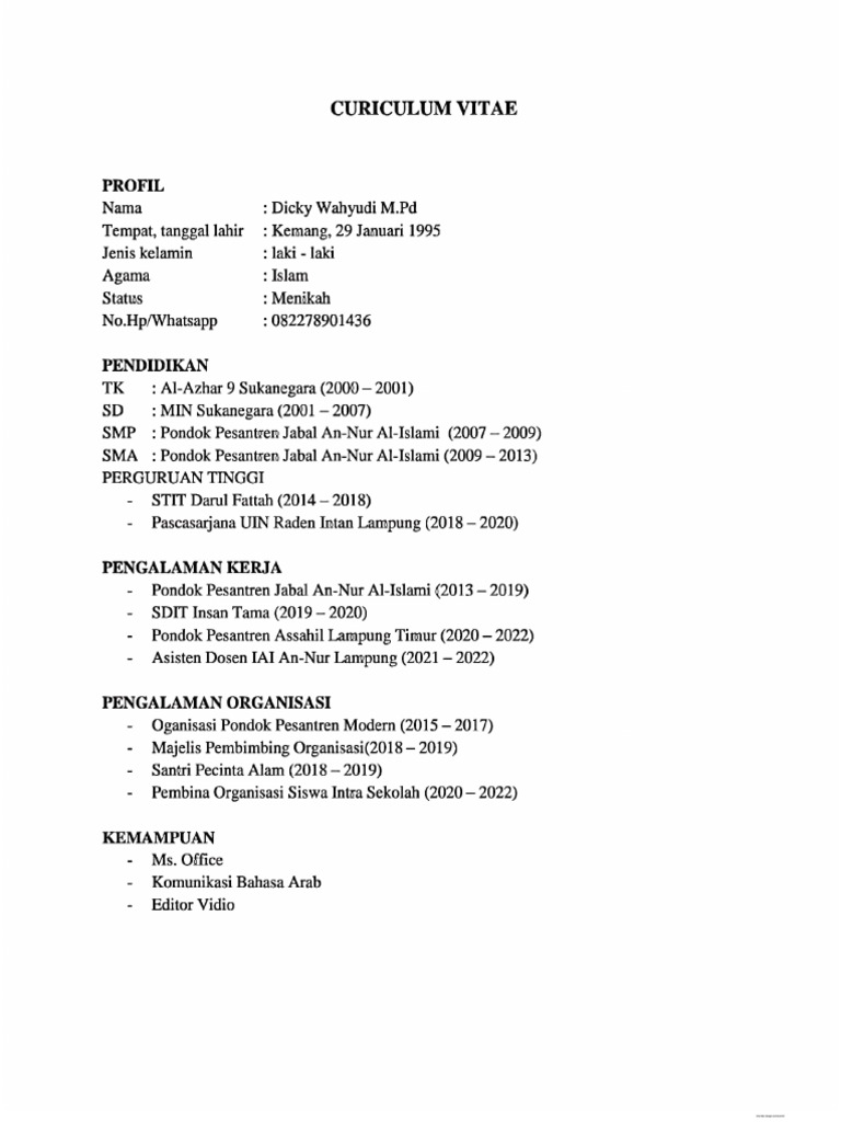 Lamaran Dicky Wahyudi - 070044 | PDF