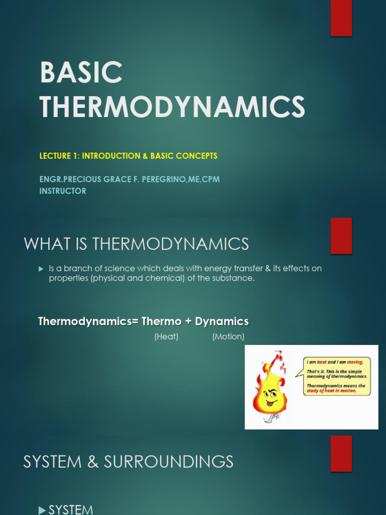 Lecture 1 Thermodynamics Introduction and Basic Concepts | PDF