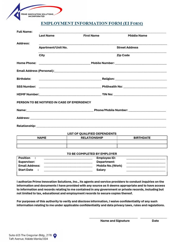 Employment Information Form_240923_224746 | PDF