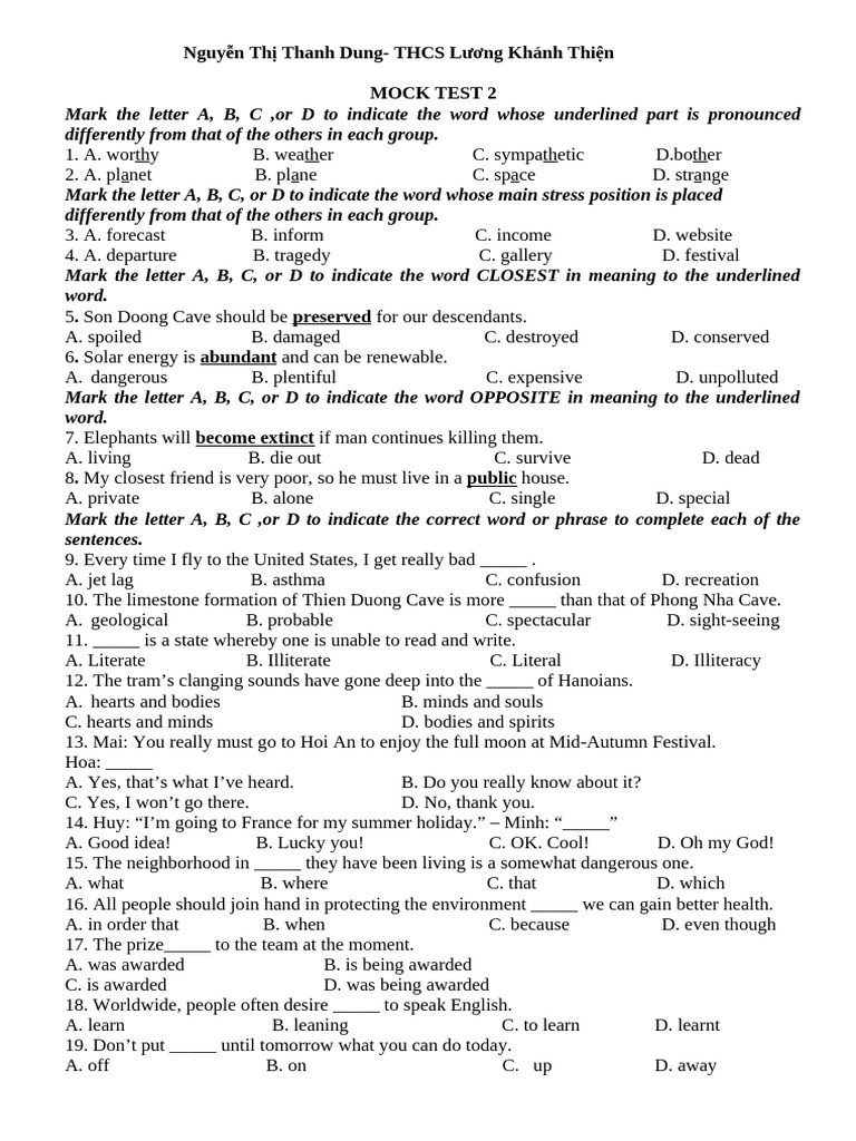 THCS LƯƠNG KHÁNH THIỆN 6 | PDF