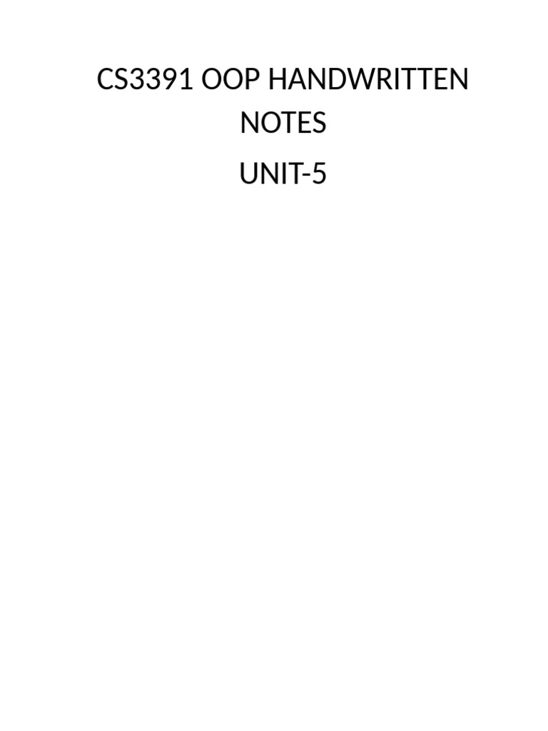 Iii - Cse - CS3391 - Oop - Unit 5 | PDF | Home & Garden | Teaching ... Iii - Cse - CS3391 - Oop - Unit 5 | PDF | Home & Garden | Teaching ...