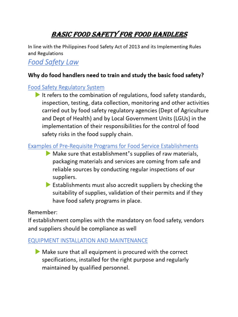 Basic Food Safety For Food Handlers | PDF | Food Safety | Foodborne Illness