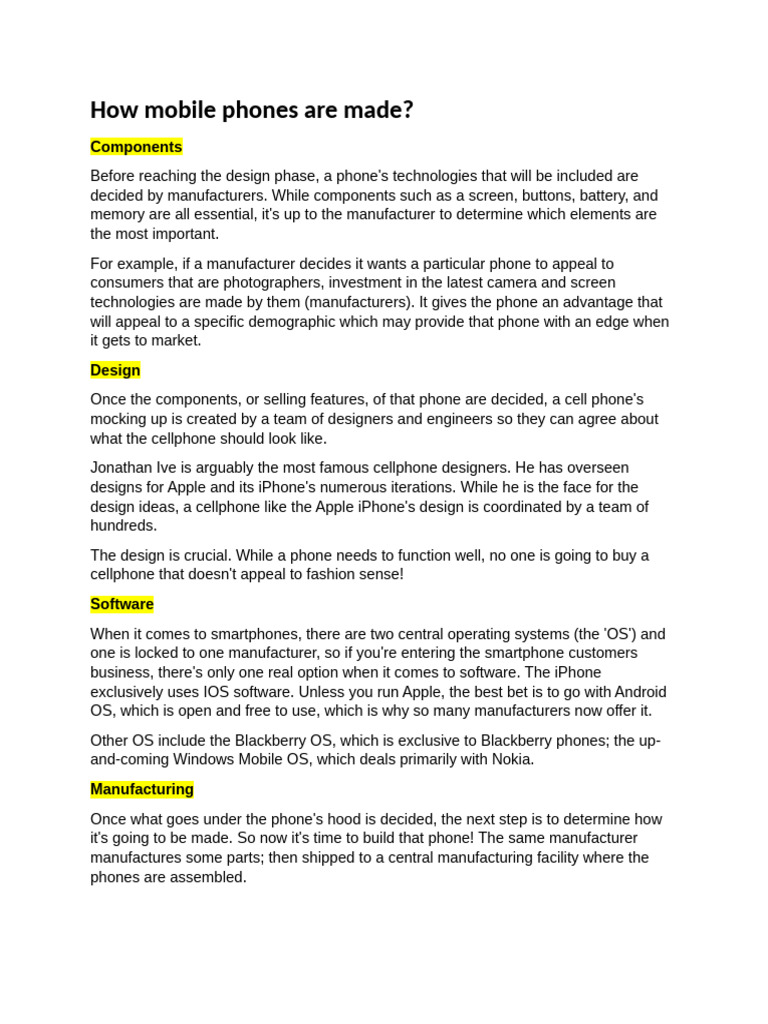 How Mobile Phones Are Made | PDF