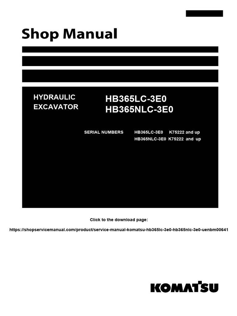 Komatsu Hb365lc 3e0, Hb365nlc 3e0 | PDF