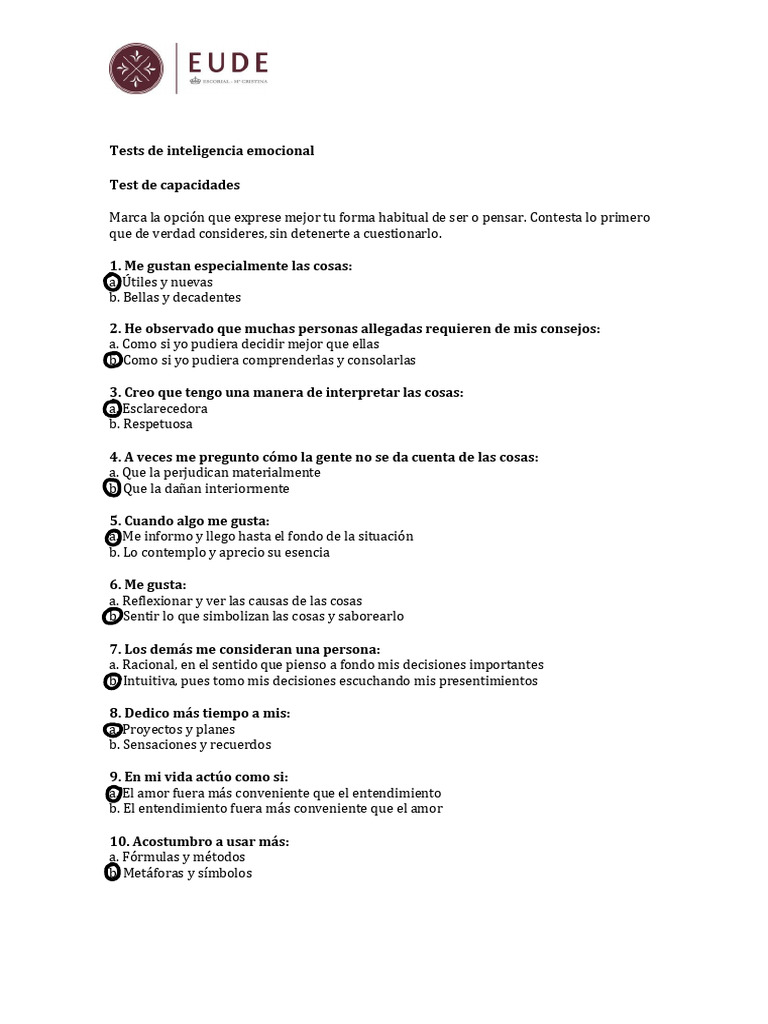 TEST DE IE. - Test de Capacidades | PDF