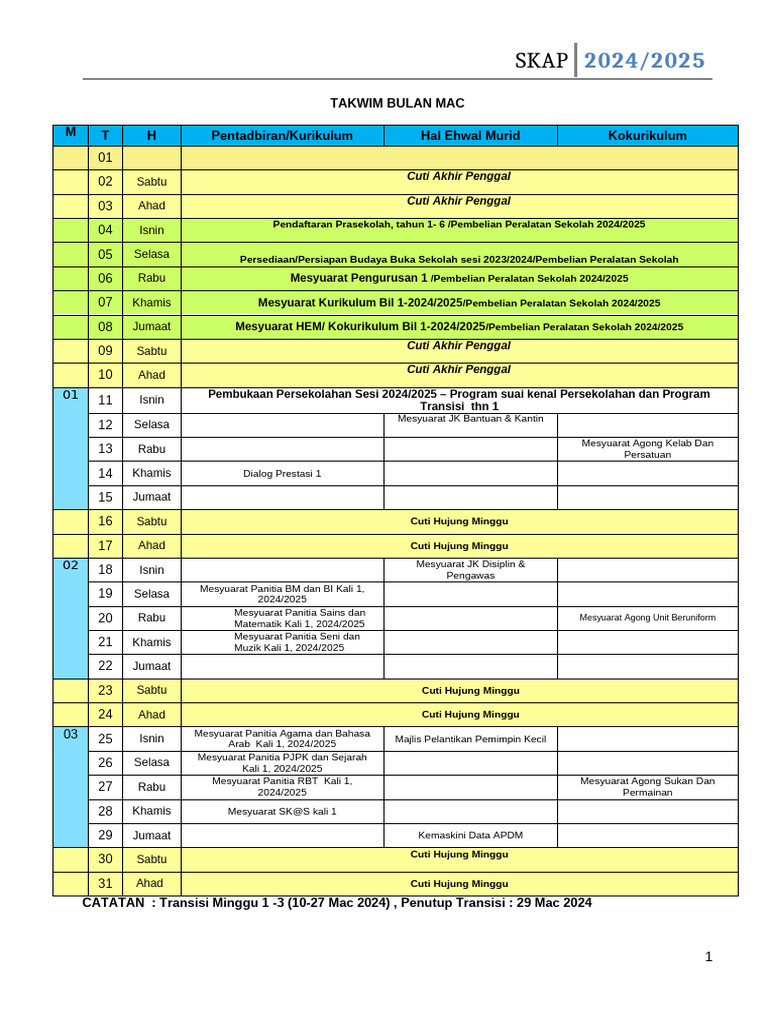 Takwim SKAP 2024 2025.. | PDF