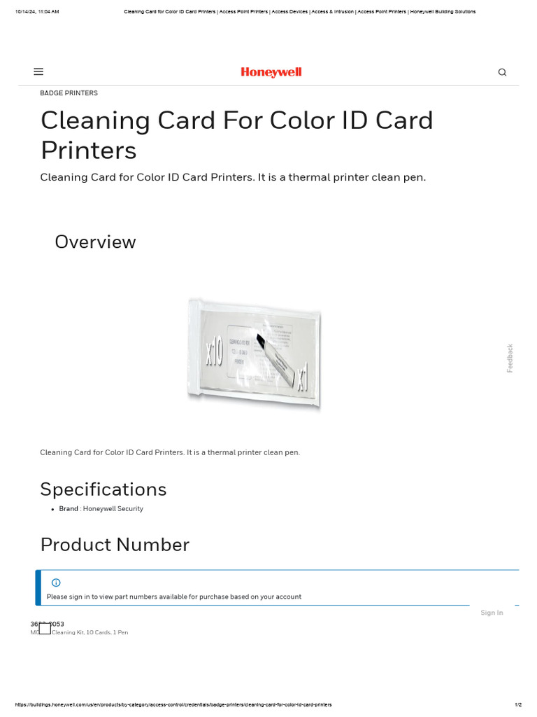 Cleaning Card For Color ID Card Printers. It Is A Thermal Printer Clean ...