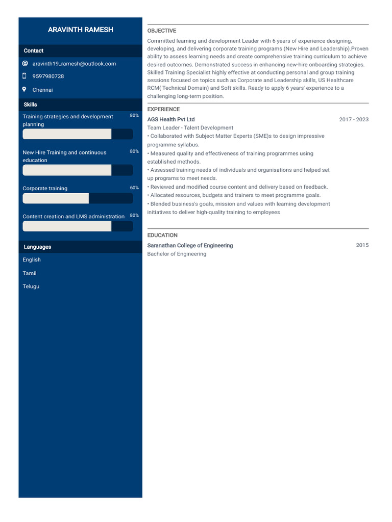 Resume - Aravinth Ramesh | PDF